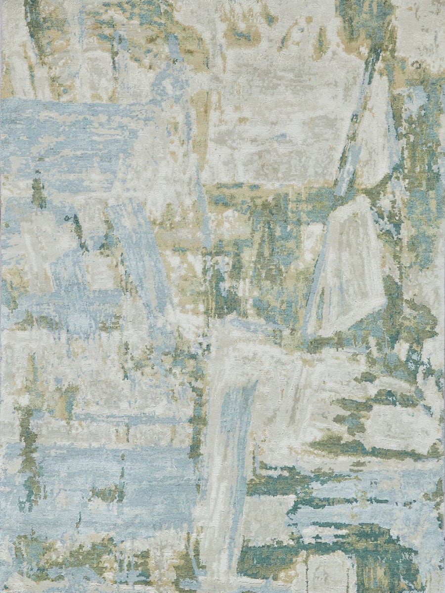 Exquisite Rugs Luxury Laureno Hand Knotted 6314 Ivory - Green | Rug Studio