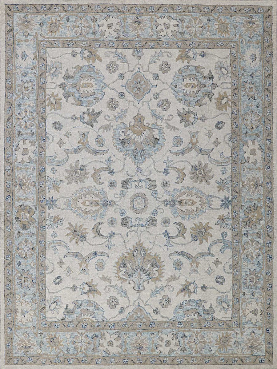 Exquisite Rugs Marietta Oushak Hand Tufted 6878 Ivory - Light Blue ...