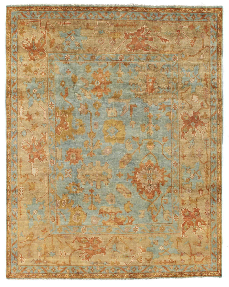 Exquisite Rugs Antique Weave Oushak Hand Knotted 9161 Dark Blue - Beige ...