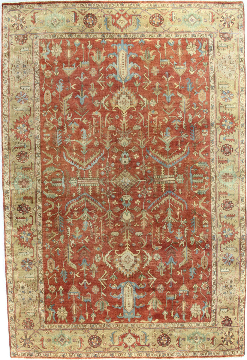 Exquisite Rugs Antique Weave Serapi Hand Knotted 9192 Red - Gold | Rug ...