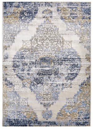 blue and gold rugs at Rug Studio