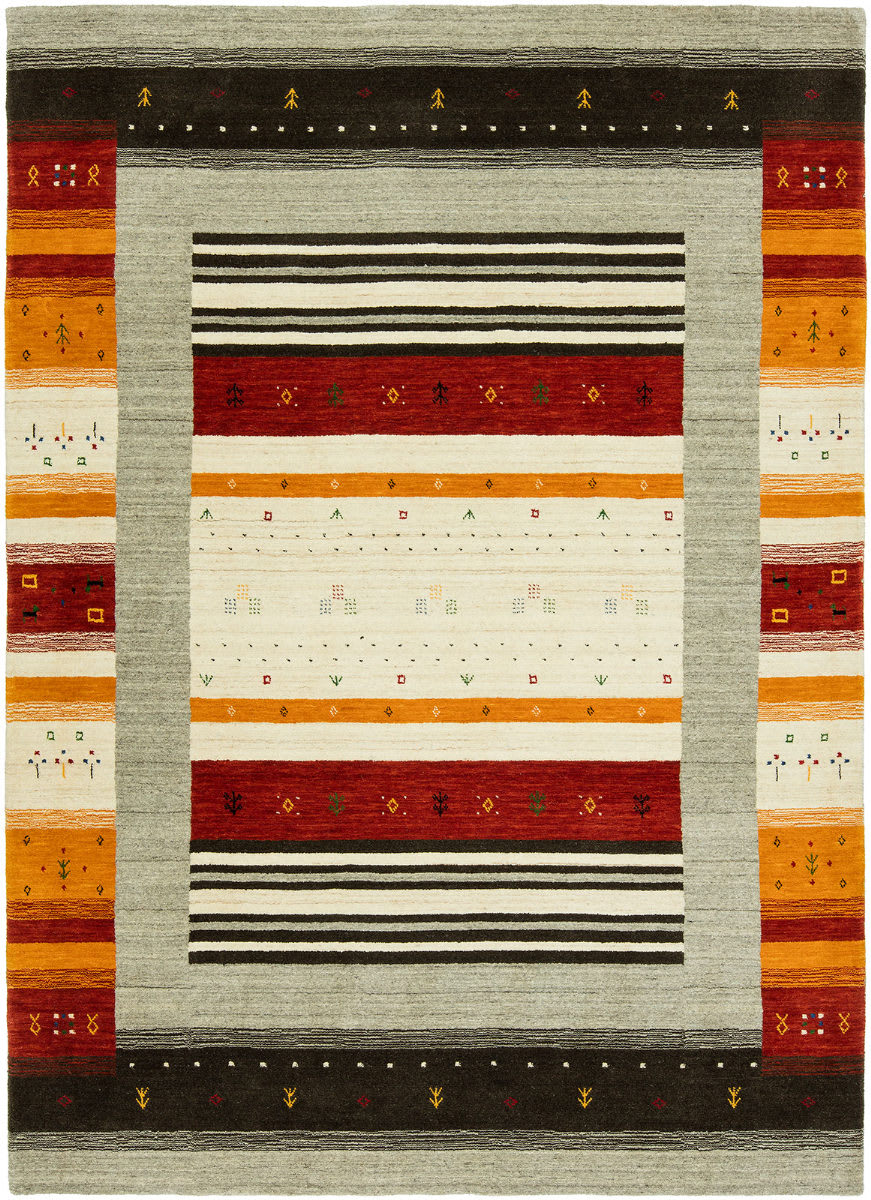 HRI Folk Fl-1128 Grey - Rust | Rug Studio