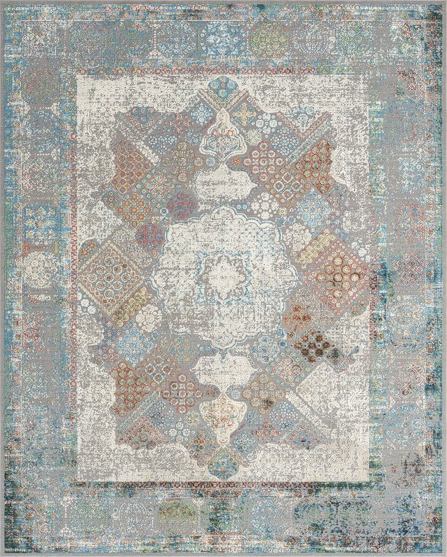 Famous Maker Kamali 1001043 Pearl Grey-Azure | Rug Studio