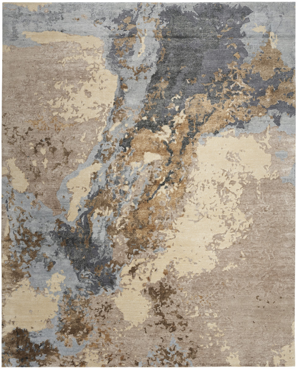 Nourison Home Silk Shadows Sha23 Beige Blue | Rug Studio