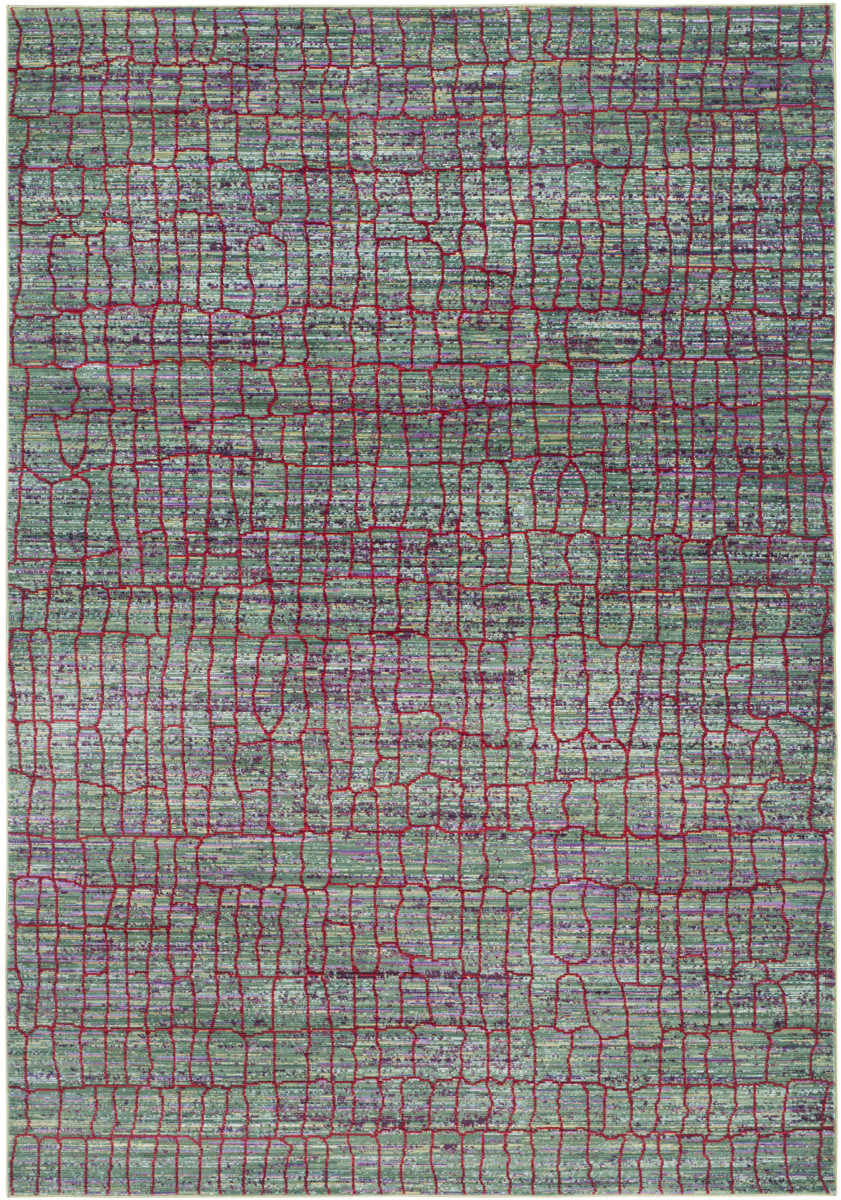 Rugstudio Sample Sale 127010R Green - Red Last Chance | Rug Studio