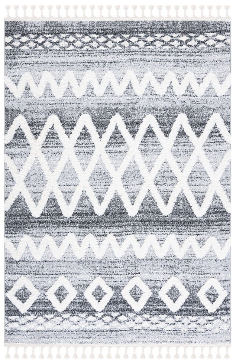 Moroccan Tassel Shag Mts626F Grey - Ivory | Rug Studio