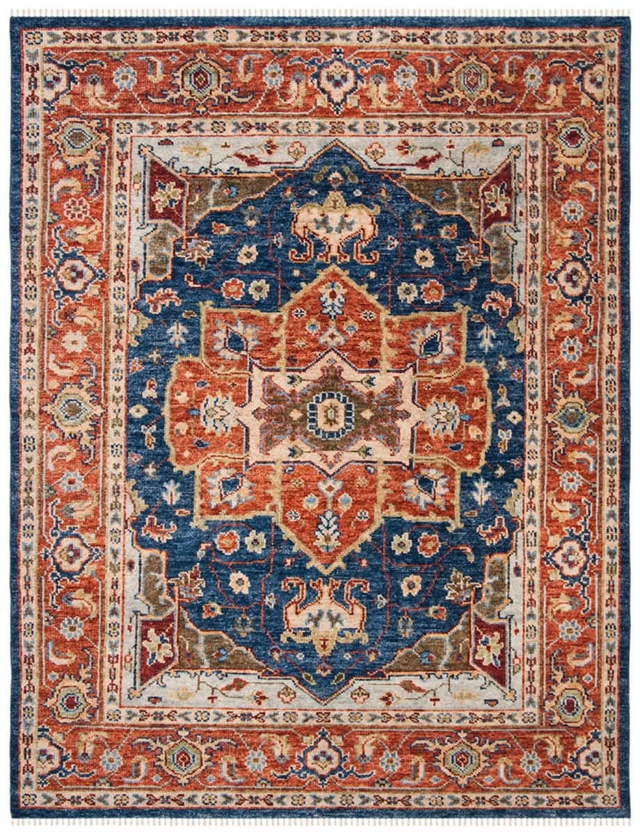 Samarkand Srk114N Navy - Rust | Rug Studio