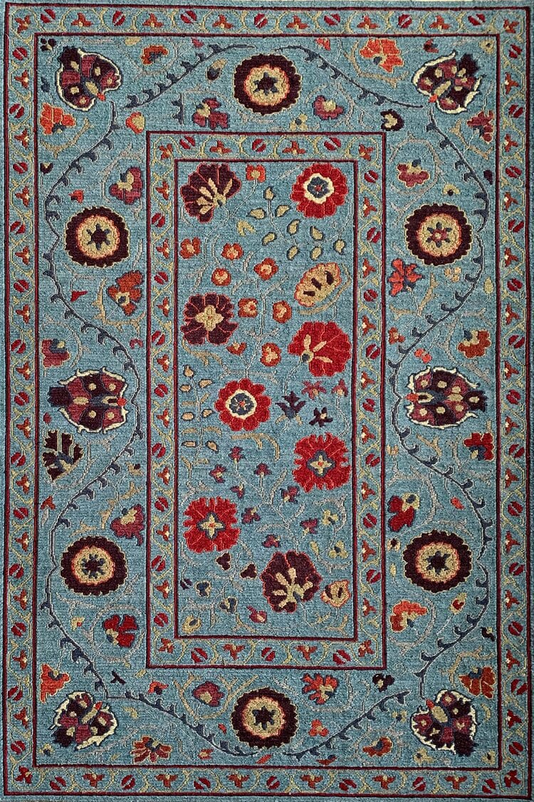 Tibet Rug Company Soumak Suzani 14 Blue | Rug Studio