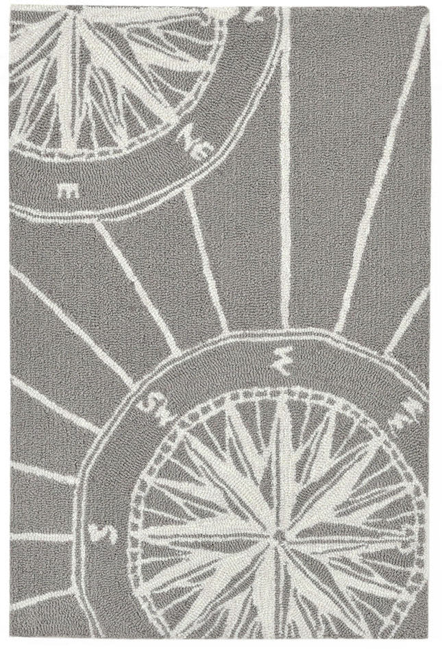 Trans-Ocean Frontporch Compass 144747 Grey | Rug Studio