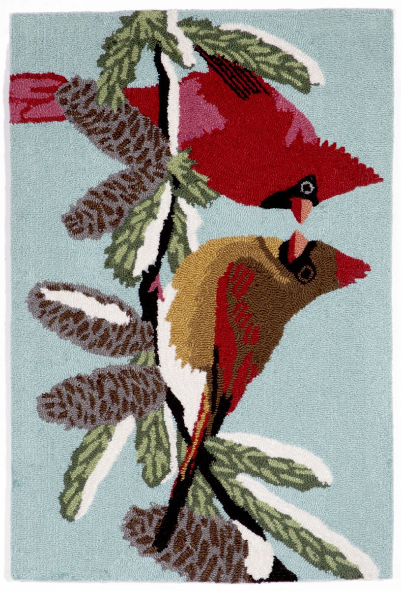 Trans-Ocean Frontporch Cardinals 153803 Sky | Rug Studio