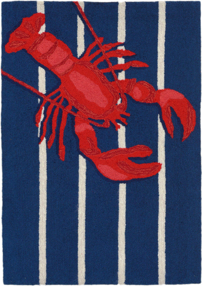 Trans-Ocean Frontporch Lobster On Stripes 159533 Navy | Rug Studio