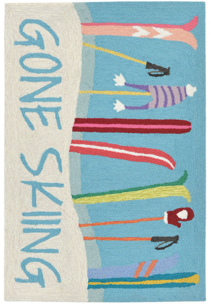 Trans-Ocean Frontporch Gone Skiing 184503 Blue | Rug Studio