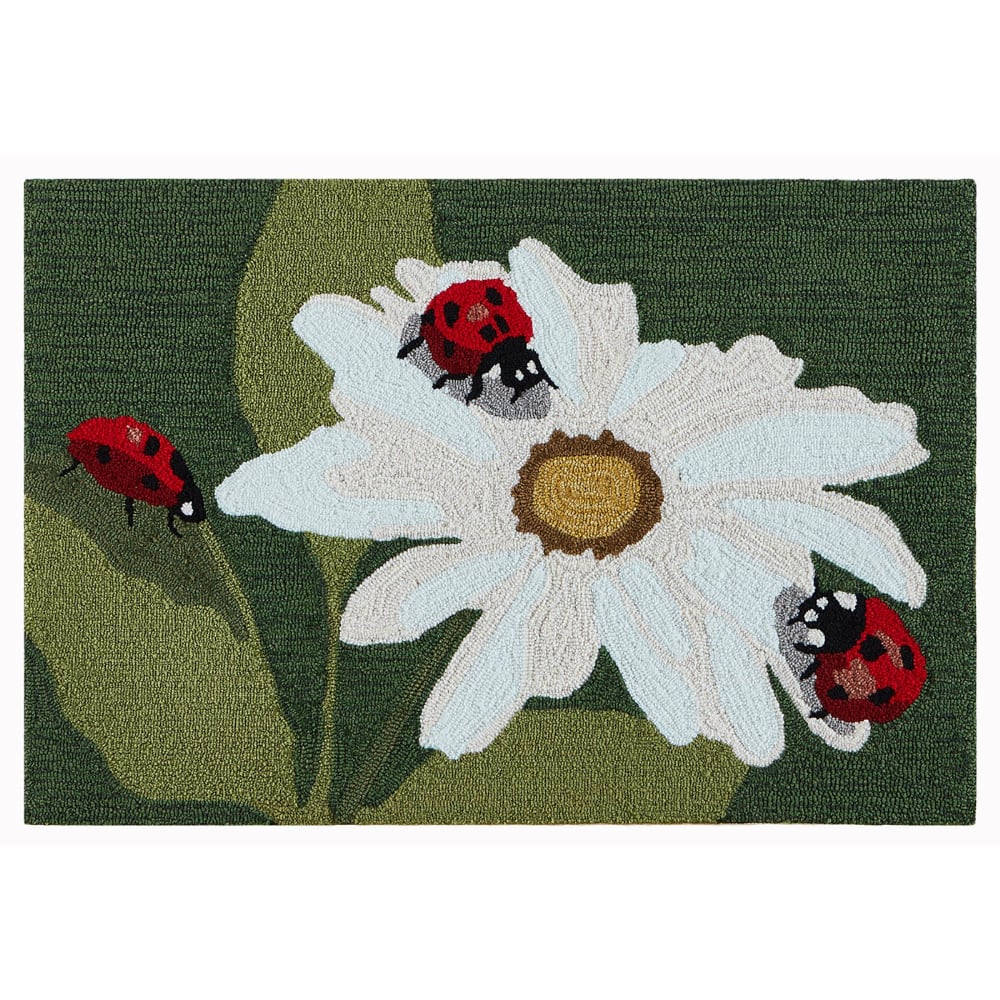 Trans-Ocean Frontporch Ladybugs 452806 Green | Rug Studio