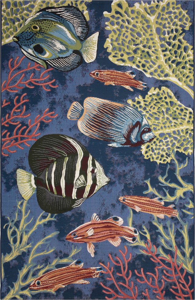 Trans-Ocean Marina Fish 820133 Navy | Rug Studio