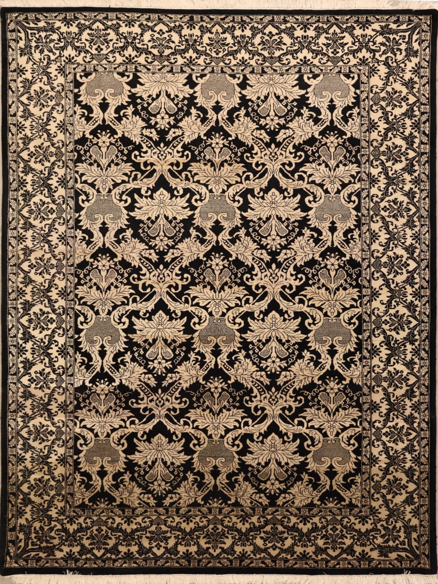 ORG Agra Colonial Floral Black - Tan | Rug Studio