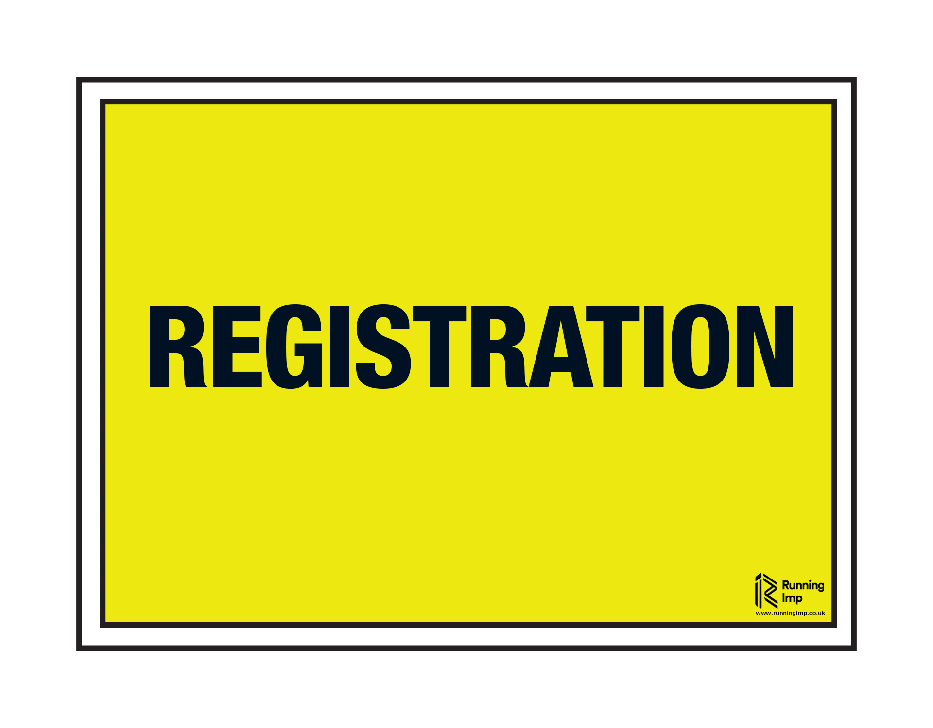 ‘Registration’ Event Sign | Running Imp - Running Imp