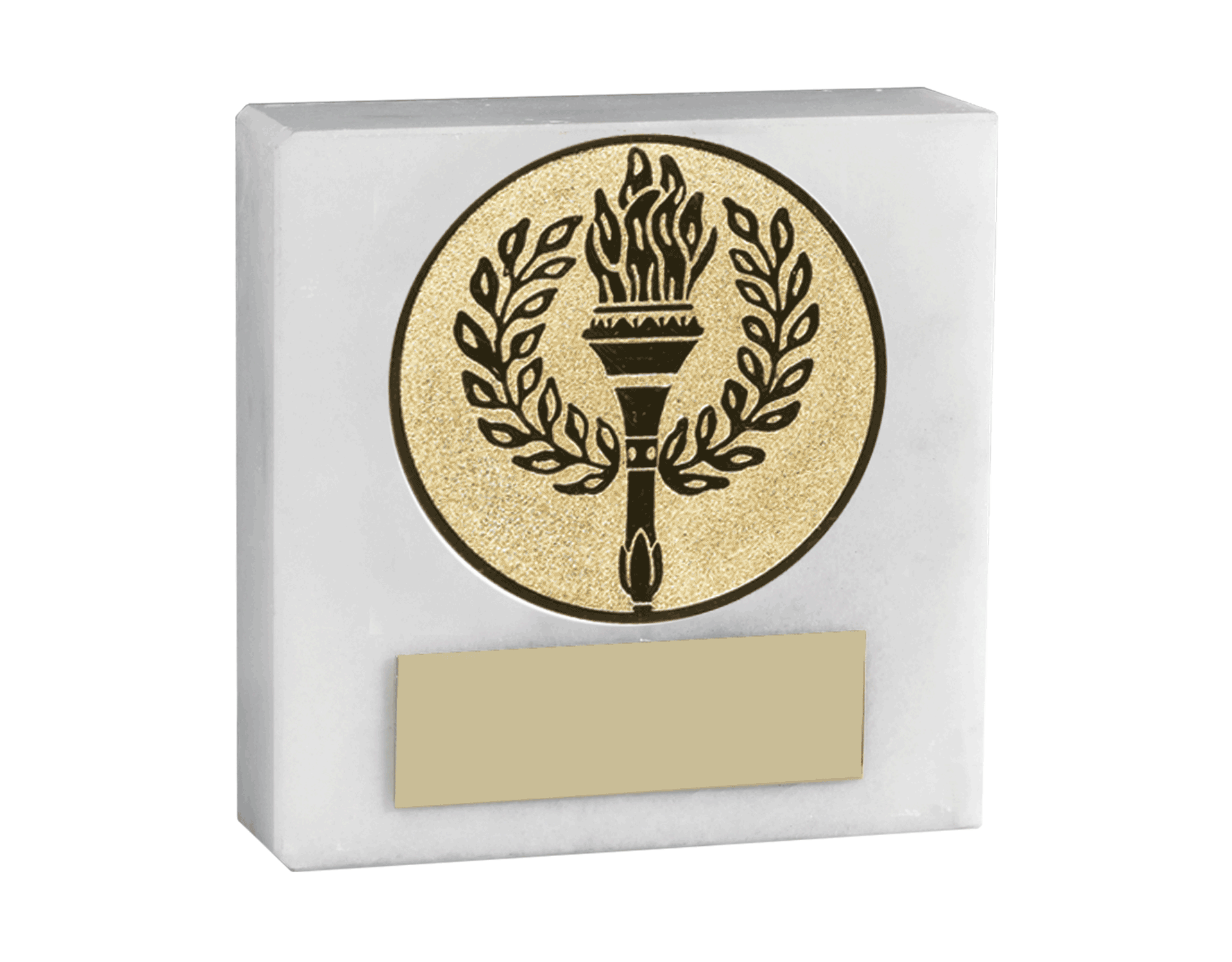 T212D - Victory Torch White Marble Block | Running Imp - Running Imp