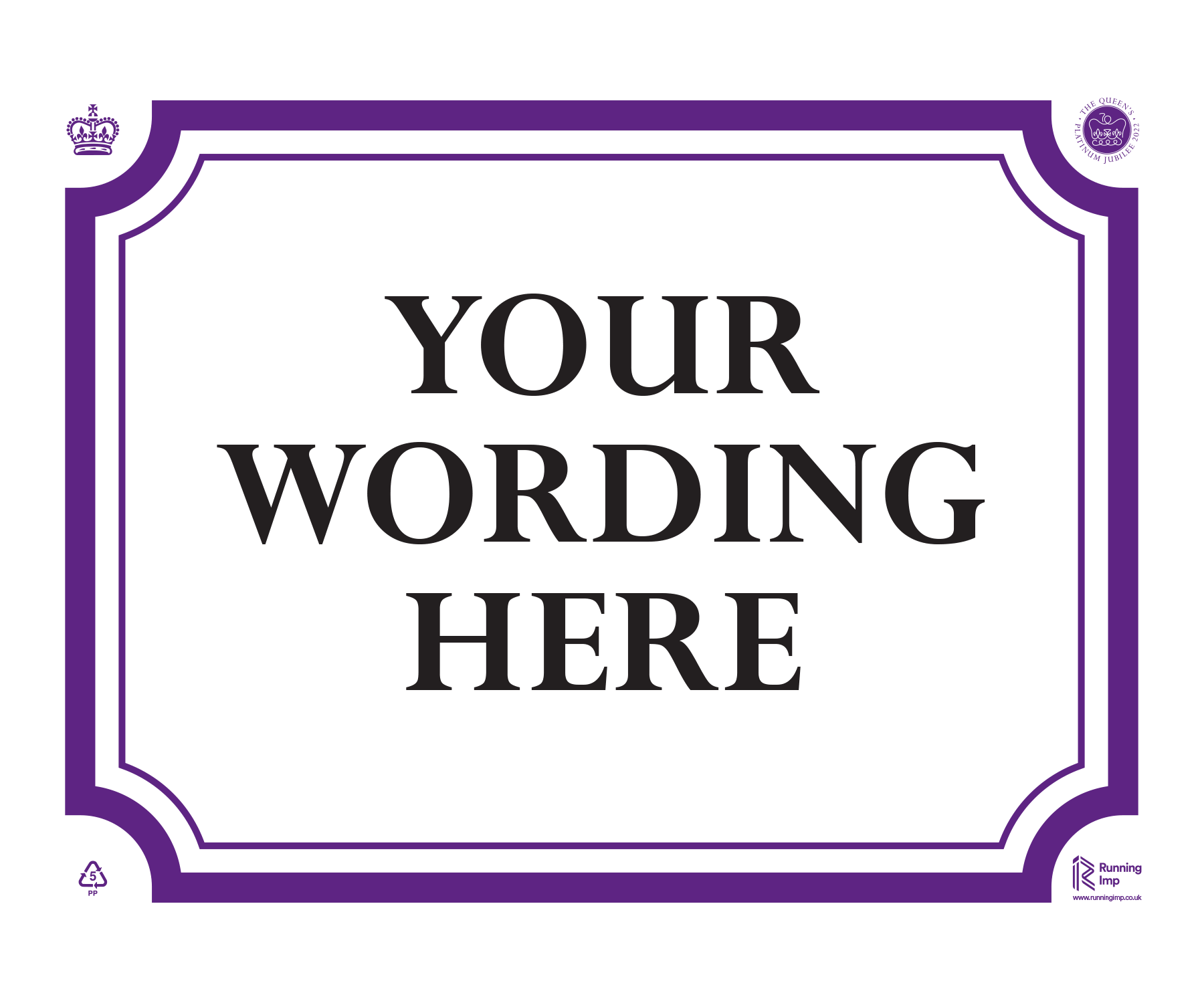 Personalised Platinum Jubilee Event Signs - 18” x 24” | Running Imp ...