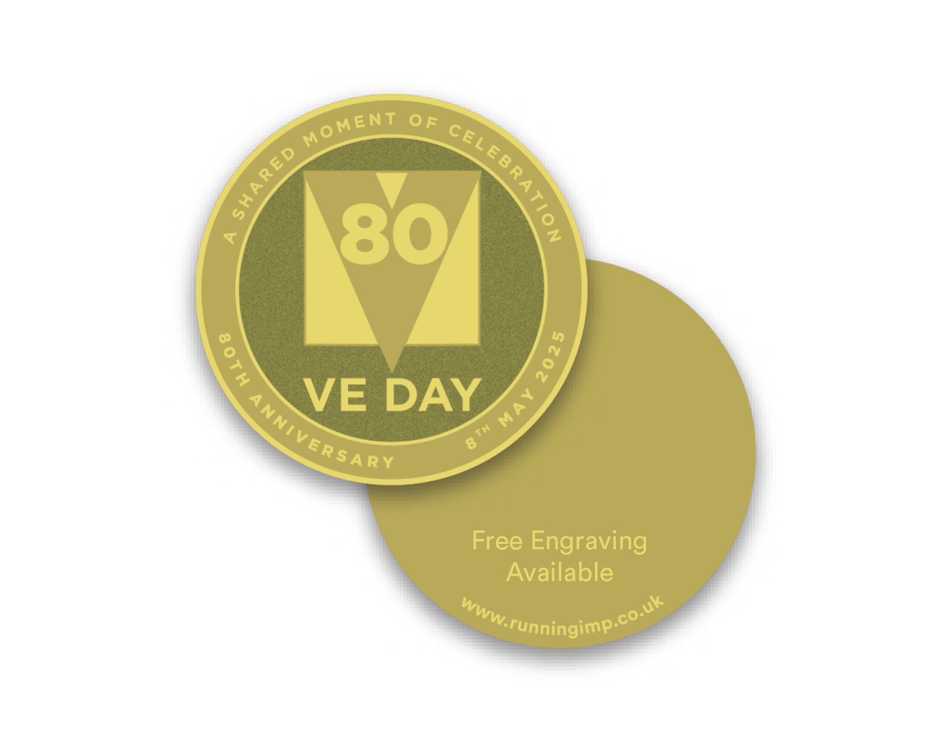 VE Day 80 Commemorative Gold 40mm Coin | Running Imp - Running Imp