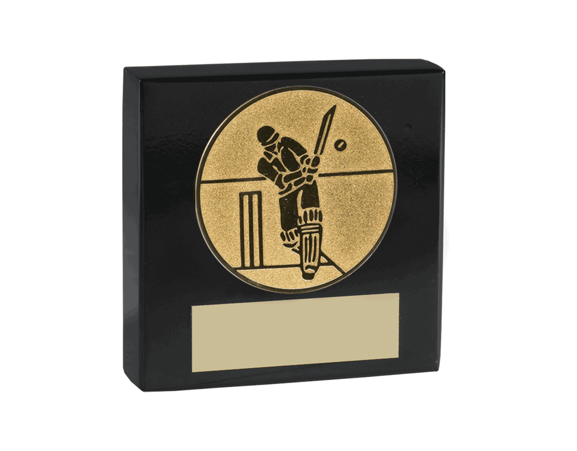 T212U - Gold Cricket Black Marble Block | Running Imp - Running Imp