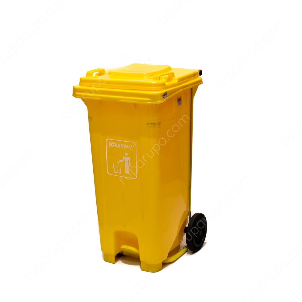 Jual Krisbow Tempat Sampah Outdoor Pedal Dan Roda 120 Ltr Kuning Terbaru | Ruparupa