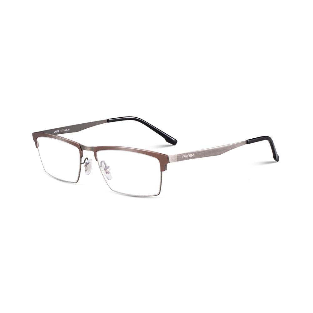 Jual Parim Eyewear Kacamata Optical Half Frame Titanium Cokelat Tea ...