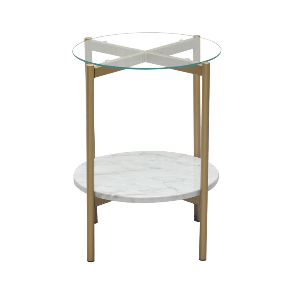 Jual Ashley Wynora Meja Sisi Round T 192 Putih Gold Terbaik | Informa