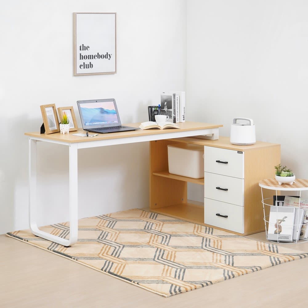 Jual Informa Ivler Meja Kantor Putih Cokelat Oak Terbaik | Informa