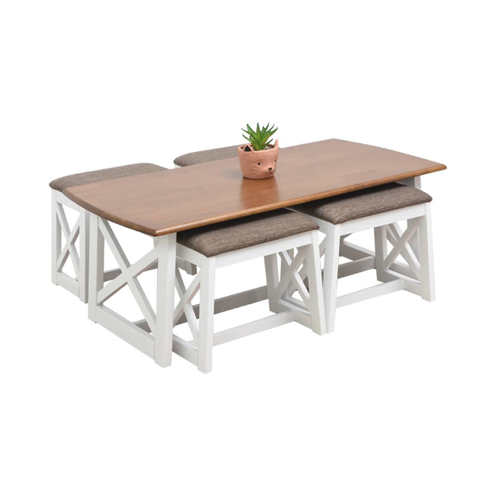 Jual Informa Yelets Set Meja Tamu 4 Bangku Putih Walnut Terbaik | Informa