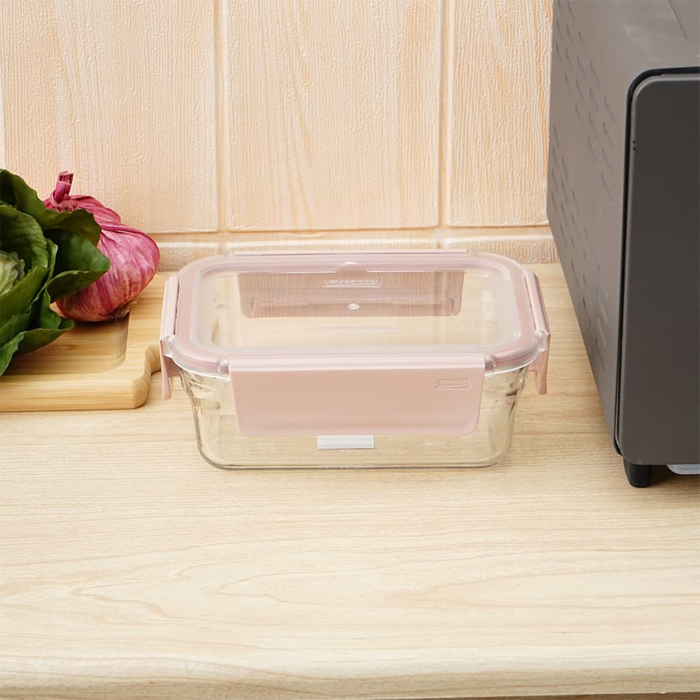 Jual Glasslock 700 Ml Pure Wadah Makanan Rectangle Pink Terbaik | Informa