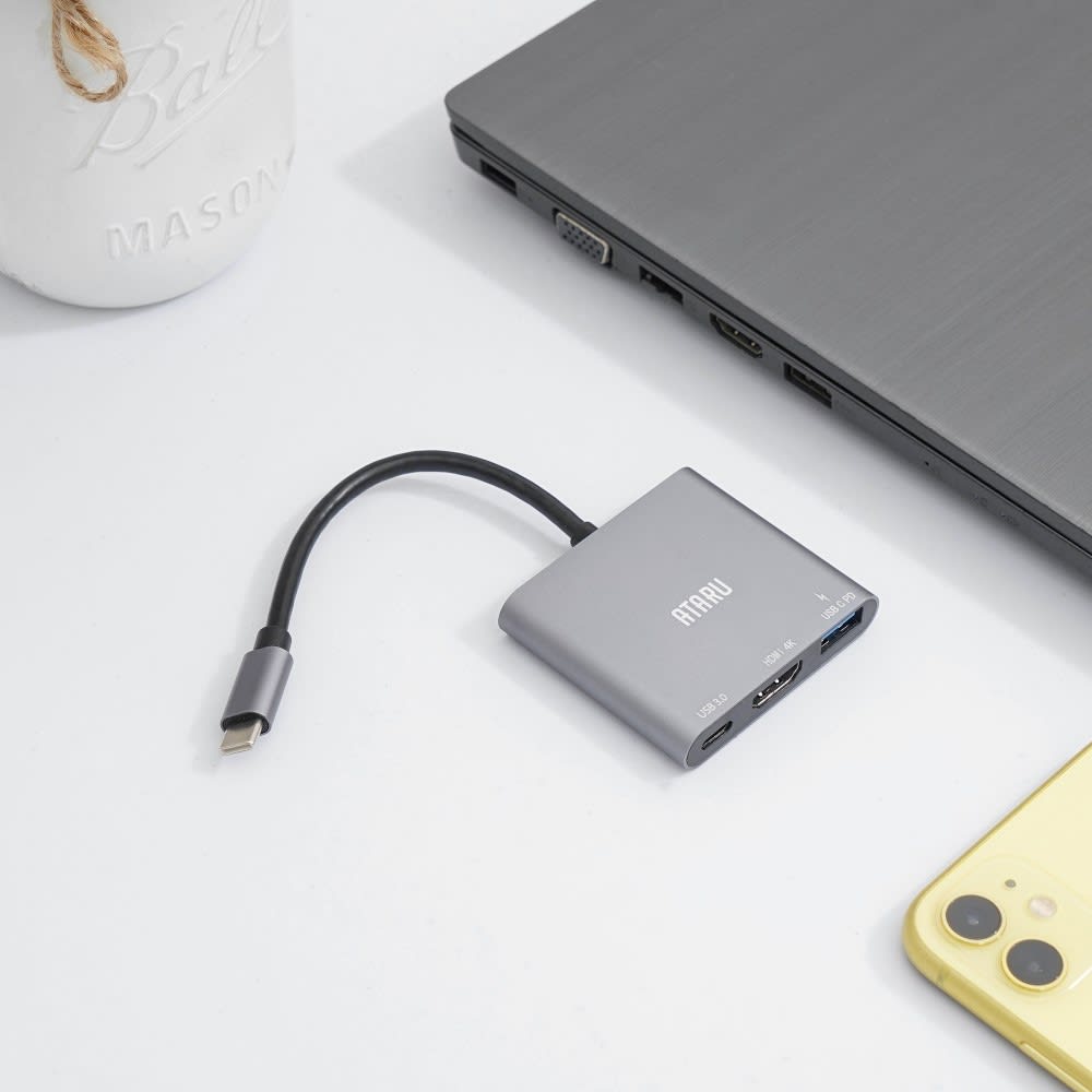 Jual Ataru Type C To Hdmi Usb 3 0 Adapter Abu Abu Terbaru | Ruparupa