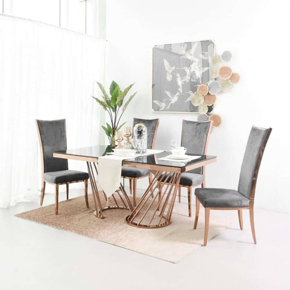 Jual Informa Fabele Meja Makan Kaca Hitam Terbaru | Ruparupa