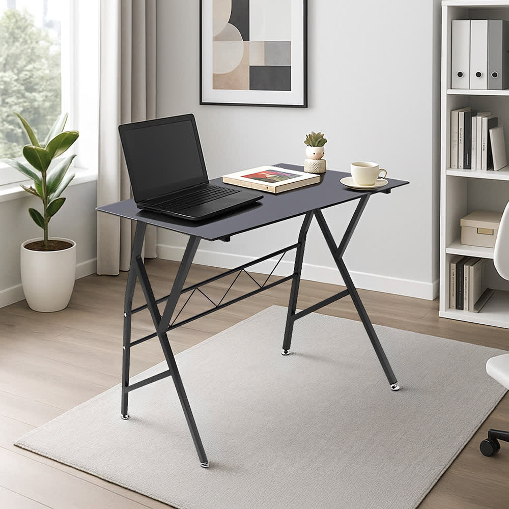 Jual Selma Foni Meja Kantor Kaca Abu Abu Terbaru | Ruparupa