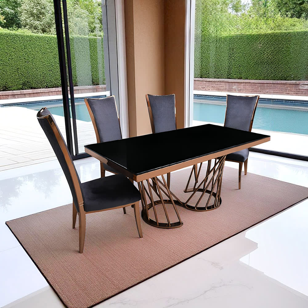 Jual Informa Fabele Set Meja Makan Kaca 4 Kursi Hitam Terbaru | Ruparupa