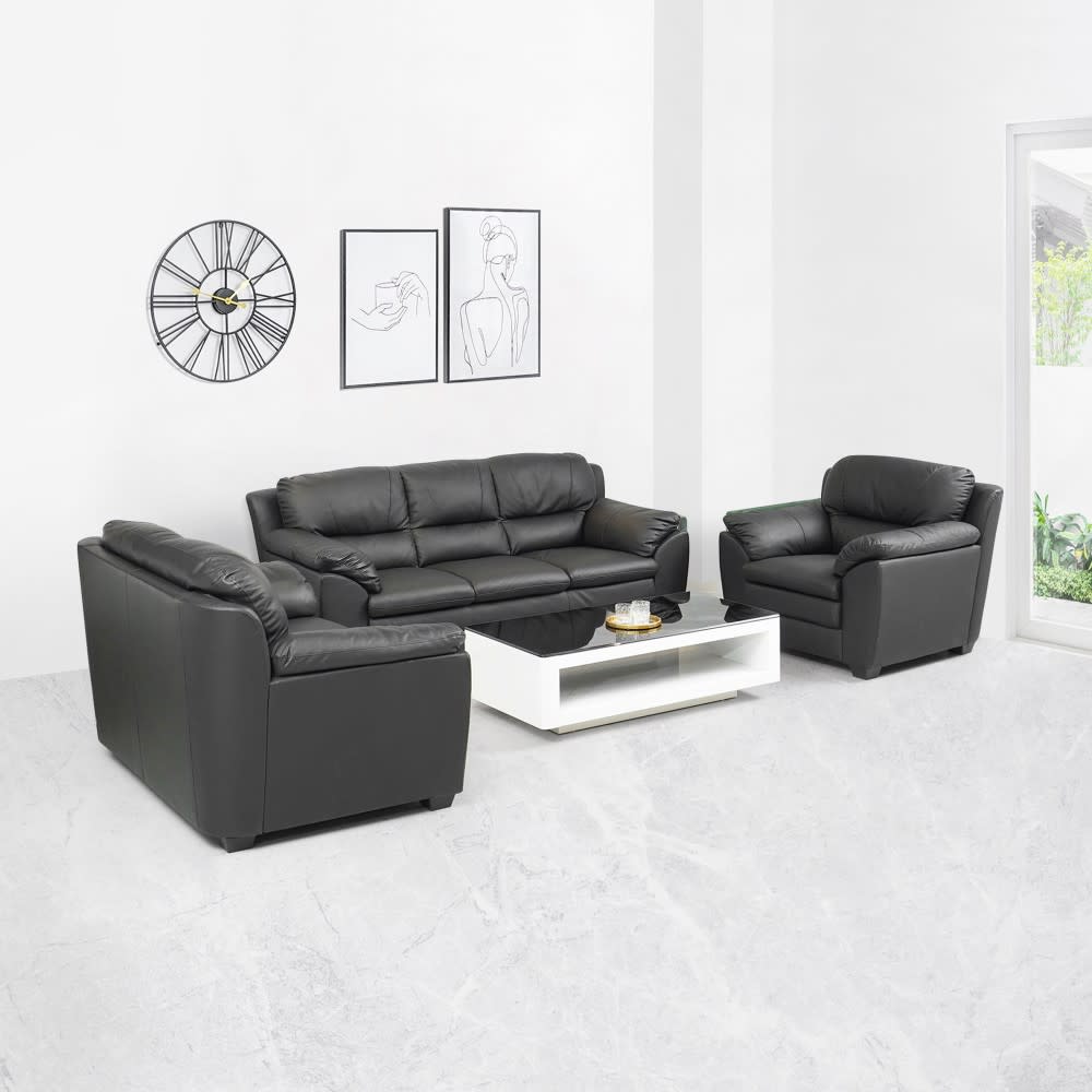 Jual Informa Ziva Set Sofa Kulit Hitam Terbaik | Informa
