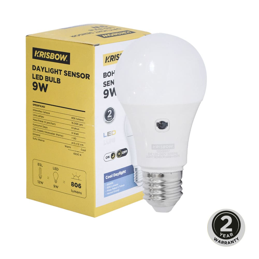 Jual Krisbow Lumi Bohlam Led Sensor Cahaya 9 Watt Cool Daylight Terbaru ...