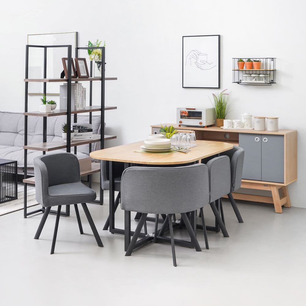 Jual Informa Dutton Set Meja Makan 6 Kursi Abu Abu Oak Terbaik | Informa