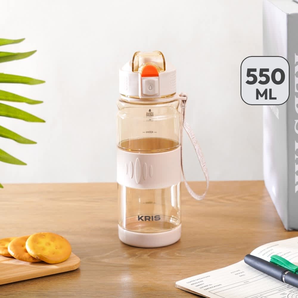 Jual Kris 550 Ml Yuki Botol Minum Tritan Dengan Strap Krem Terbaru ...