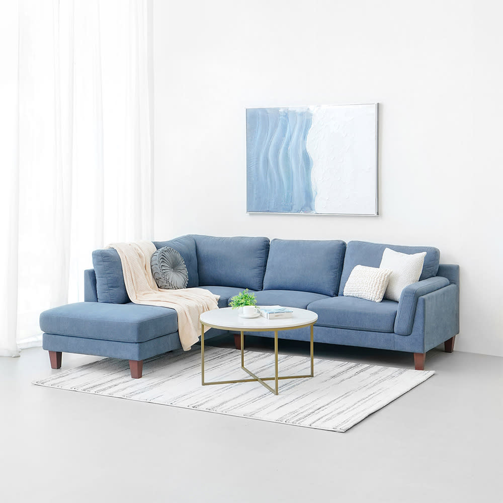 Jual Nordia Linnea Sofa L Sectional Fabric Biru Navy Terbaik | Informa