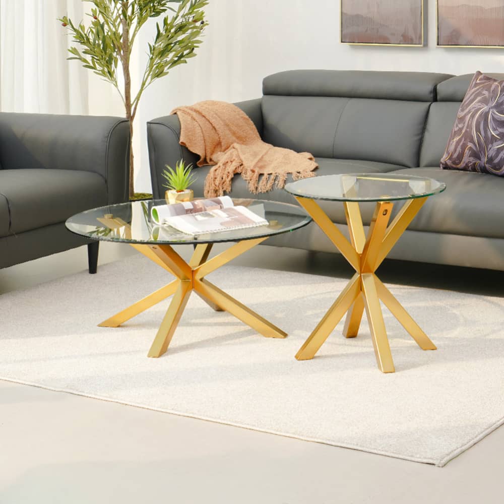 Jual Informa Set 2 Pcs Heaven Meja Tamu Meja Sisi Gold Brass Terbaik ...