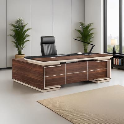 Jual Informa Monthana Meja Kantor Manager Sisi Kiri 2009 Cokelat ...