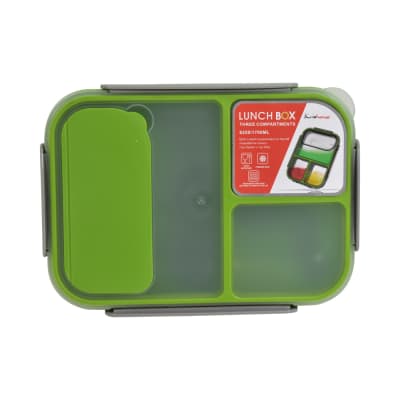 Jual Kris 1 7 Ltr Kotak Makan 3 Sekat Dengan Sendok Garpu Hijau Terbaru | Ruparupa