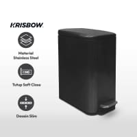 Jual Krisbow 5 Ltr Tempat Sampah Stainless Slim Soft Close Hitam Terbaru | Ruparupa