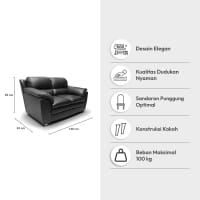 Jual Informa Ziva Sofa Kulit 2 Seater Hitam Terbaru | Ruparupa