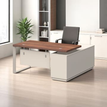 Jual Informa Monthana Meja Kantor Sisi Kiri Cokelat Terbaik | Informa