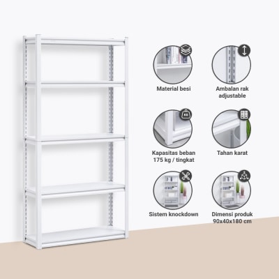 Jual Informa 90 X 30 X 183 Cm Rak Besi 5 Tingkat Putih Terbaru | Ruparupa