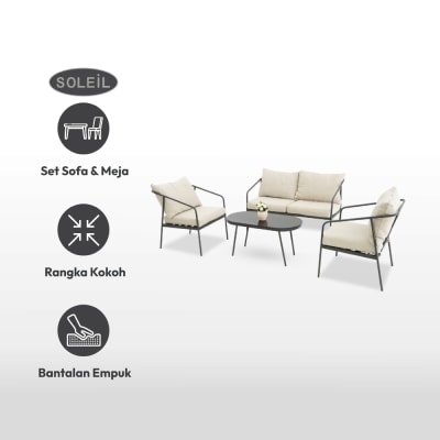 Jual Soleil Zever Set Kursi Meja Teras Hitam Krem Terbaru | Ruparupa