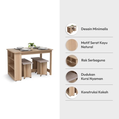 Jual Informa Meja Dapur Multifungsi Dengan Stool Cokelat Oak Terbaru ...