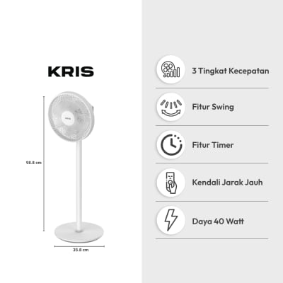 Jual Kris 12 Inci Kipas Angin Berdiri 7 Blade Putih Terbaru | Ruparupa