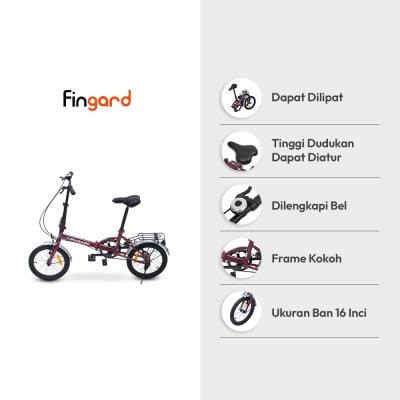Jual Fingard 16 Inci Nolan Sepeda Lipat 1 Sp Merah Maroon Terbaru ...